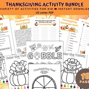 Thanksgiving Bundle, Fall Activity Pack Games, Turkey Coloring Pages ...