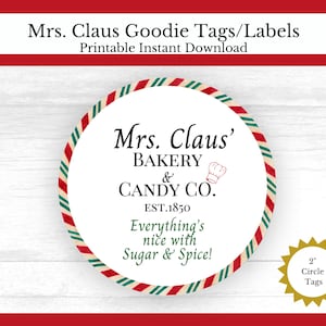 Mrs. Claus Bakery Christmas Gift Tags (digital Download) - Etsy