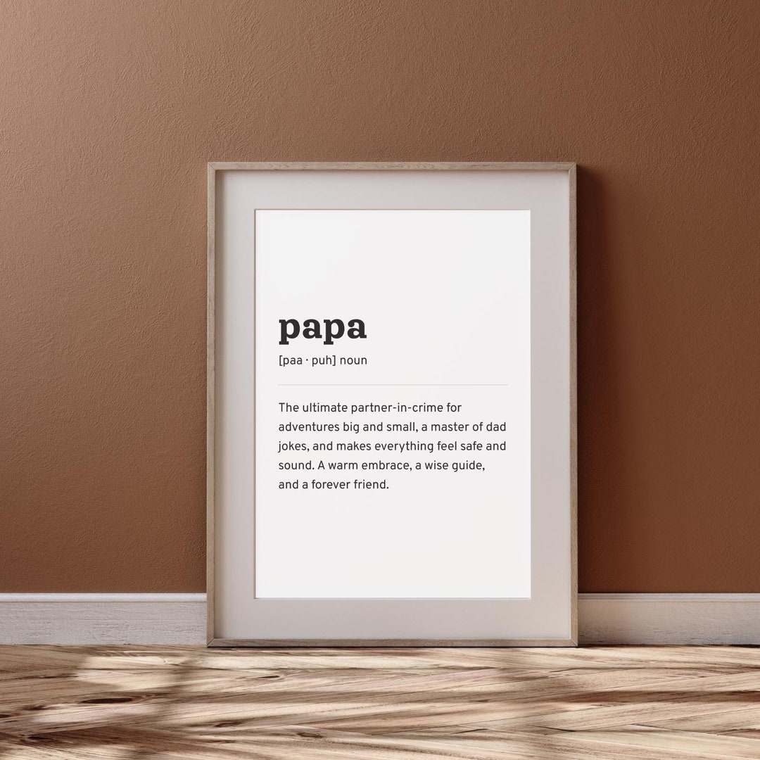Customizable Papa Word Definition Print, Wall Art, Dictionary Print ...