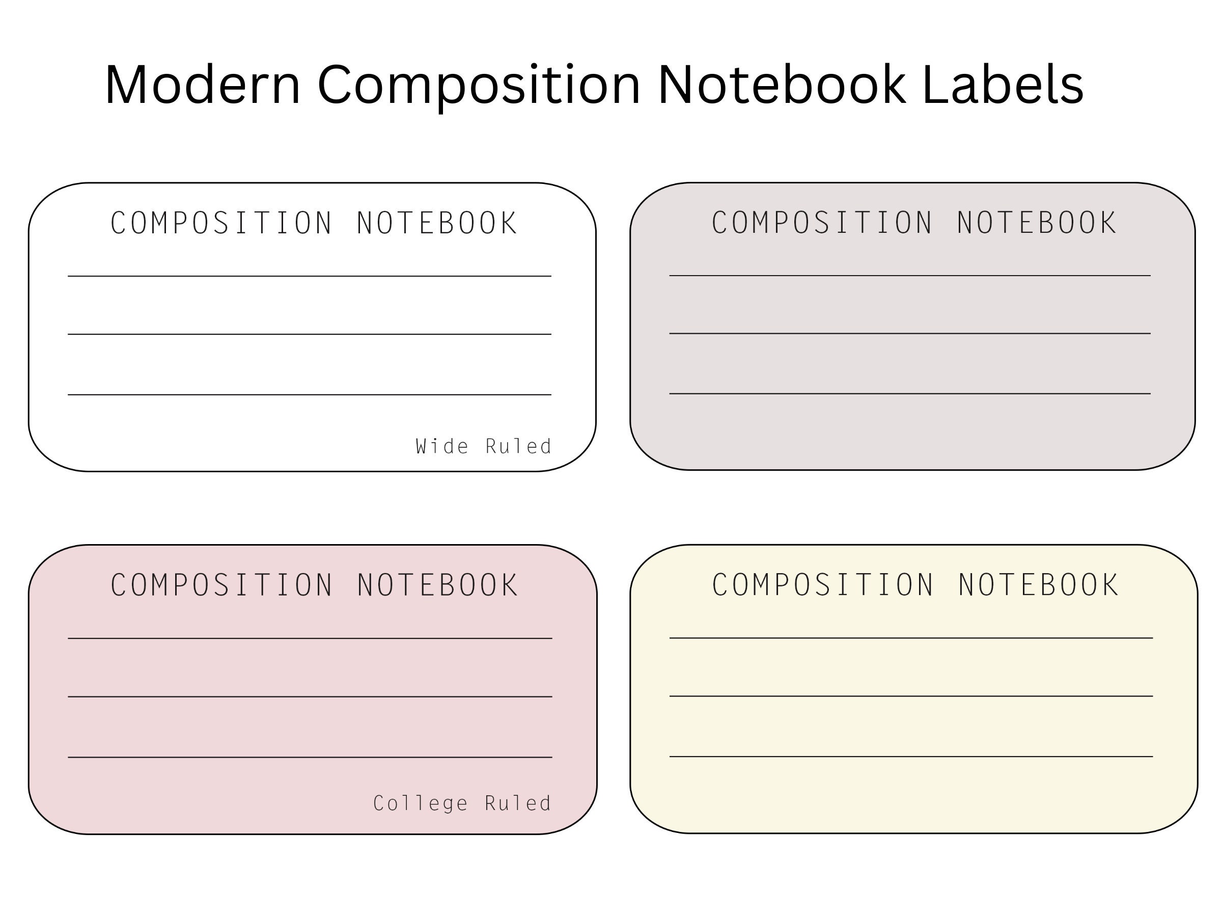 Composition Notebook Labels For Kdp, Digital Download In Png, Amazon