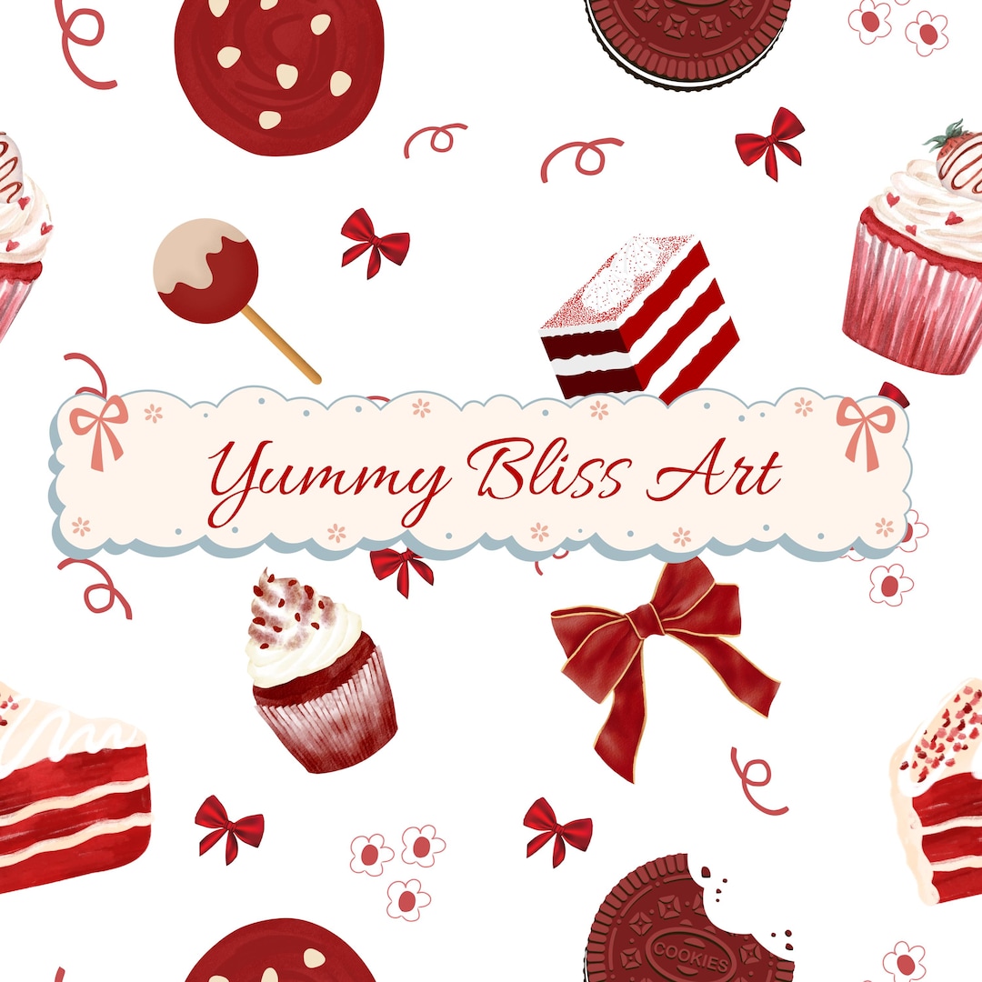 Red Velvet Seamless Pattern PNG – Rich Dessert Digital Paper 12x12 ...