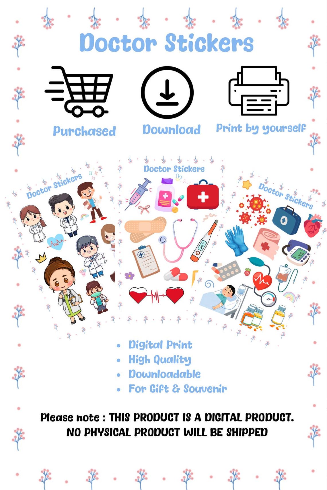 Doctor Stickers Digital Print | Printable Medical-themed Art for ...