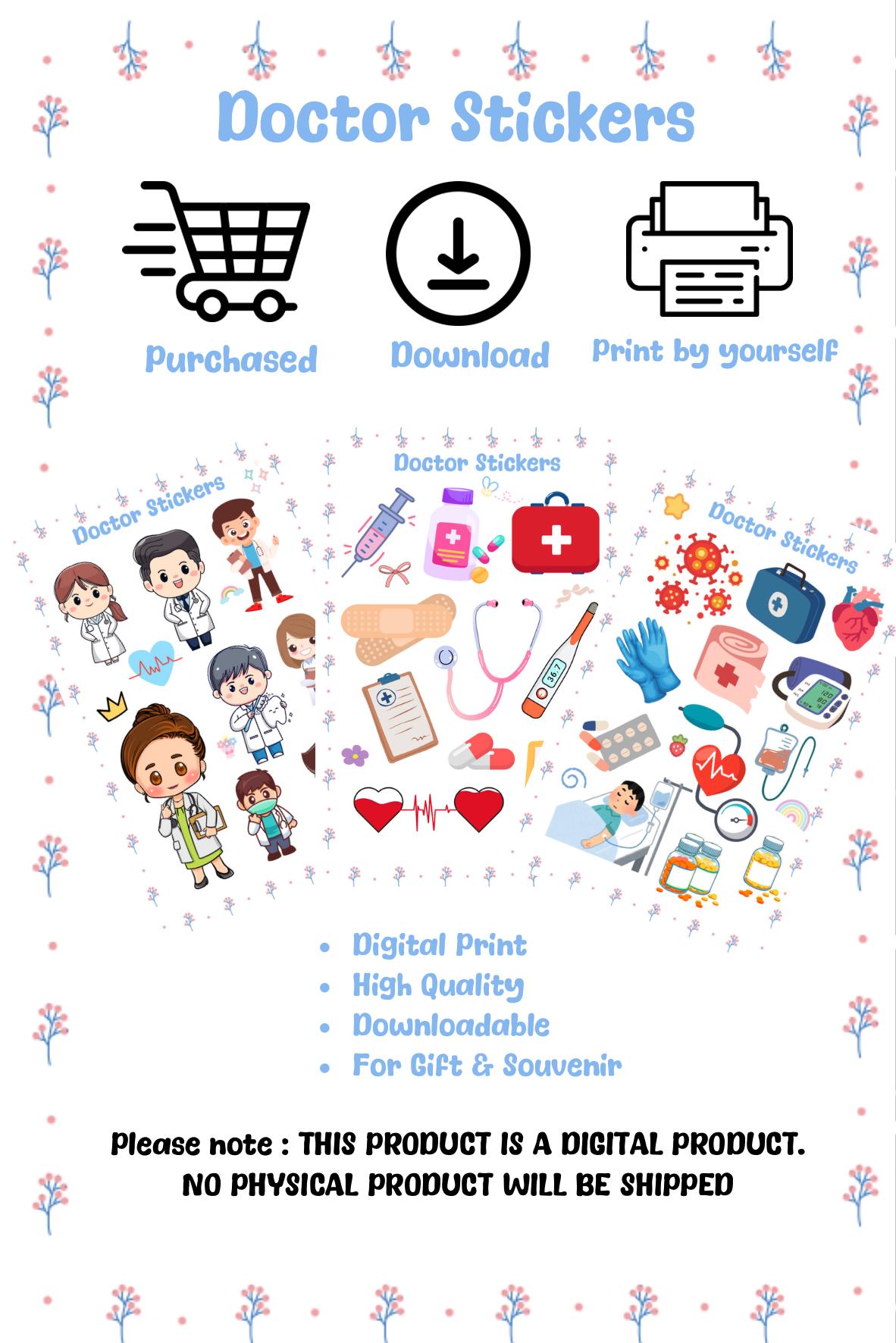Doctor Stickers Digital Print | Printable Medical-themed Art for ...