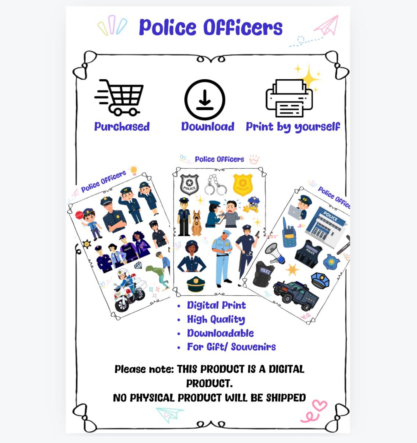 Police Officer Stickers Digital Print | Printable Law Enforcement ...
