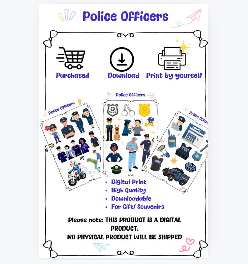 Police Officer Stickers Digital Print | Printable Law Enforcement ...
