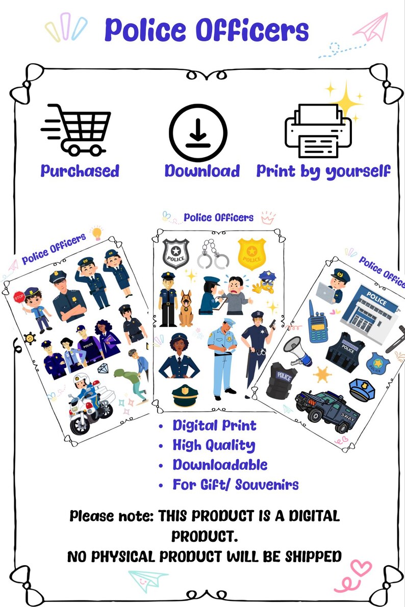 Police Officer Stickers Digital Print | Printable Law Enforcement ...