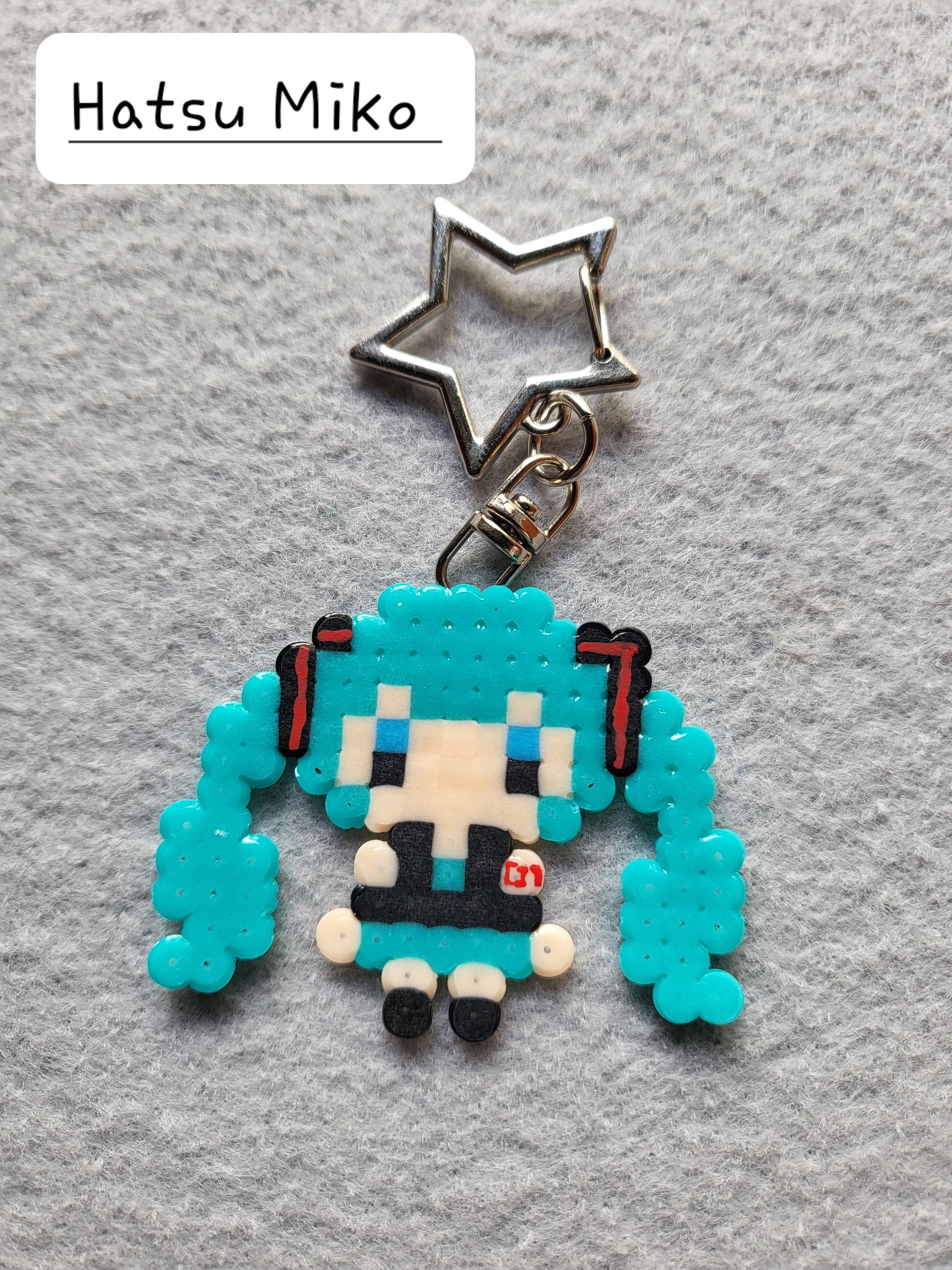 Handmade Hatsune Miku Vocaloid Perler Beads Keychain - Etsy