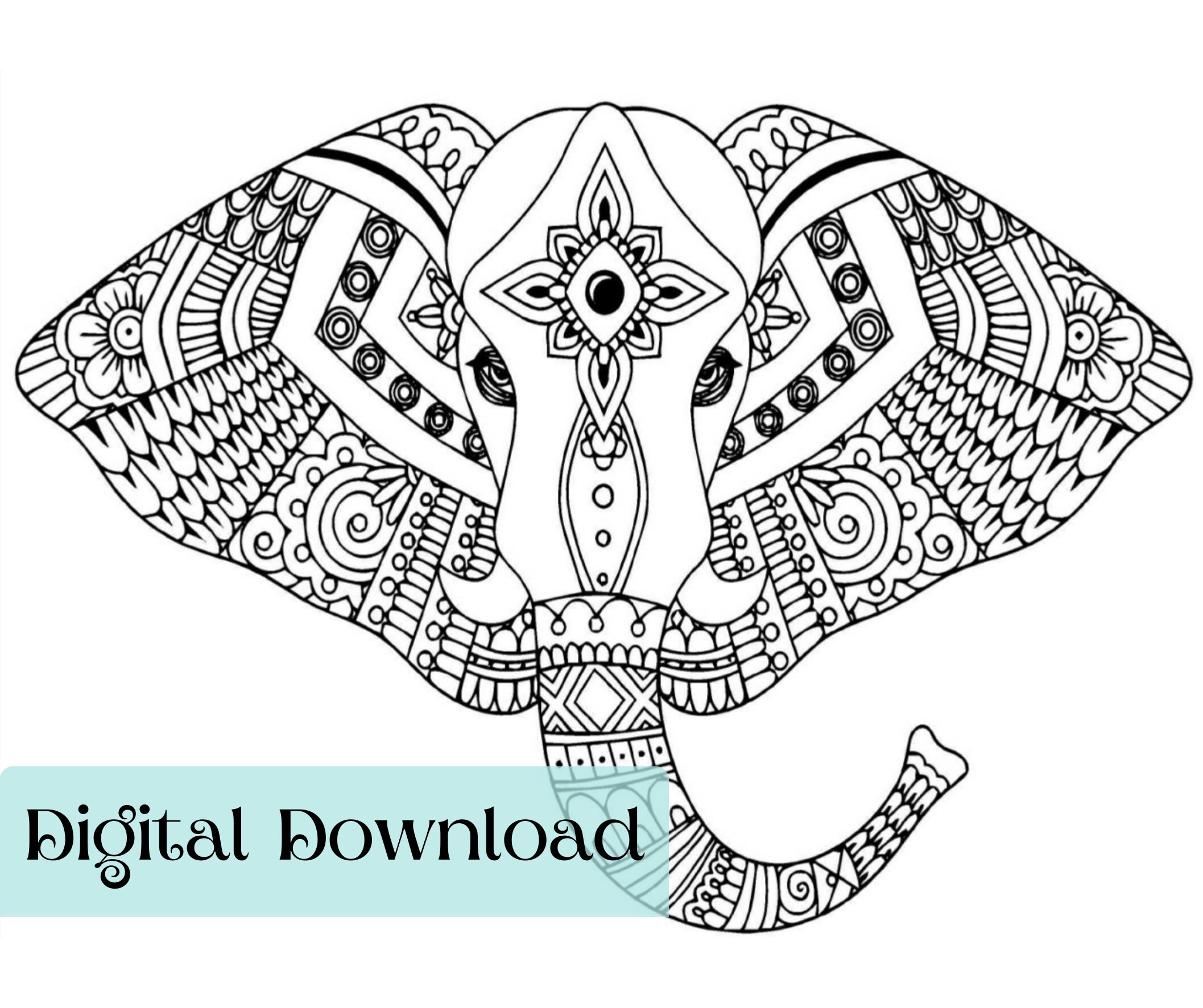 50 Elephant Mandala Coloring Sheets! - Etsy