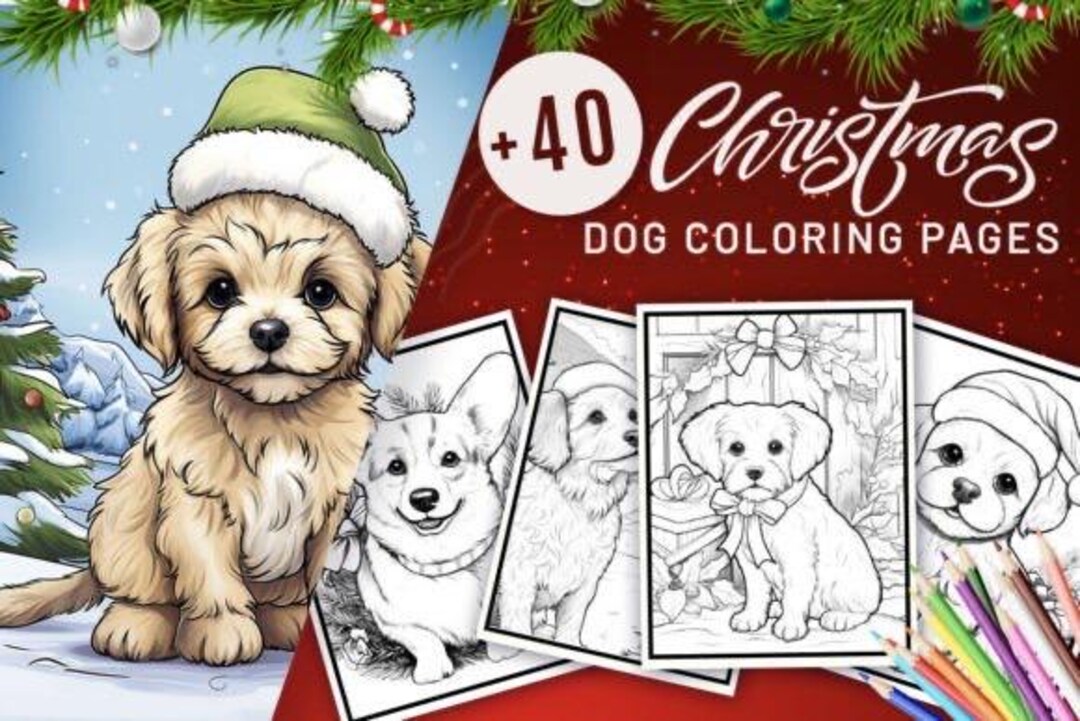 40 Christmas Dog Coloring Pages - Etsy