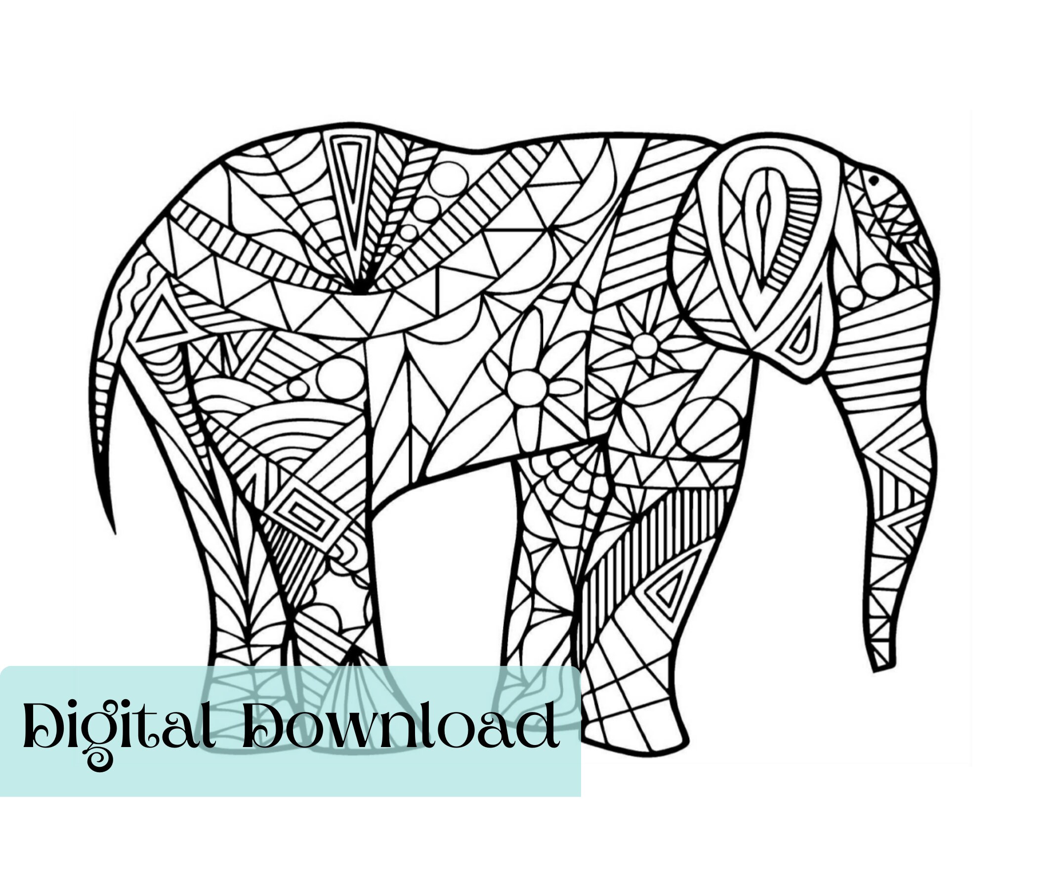50 Elephant Mandala Coloring Sheets! - Etsy