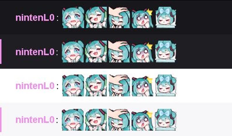 Vocaloid Hatsune Miku Emote Set for Twitch, Discord, Youtube Streaming ...