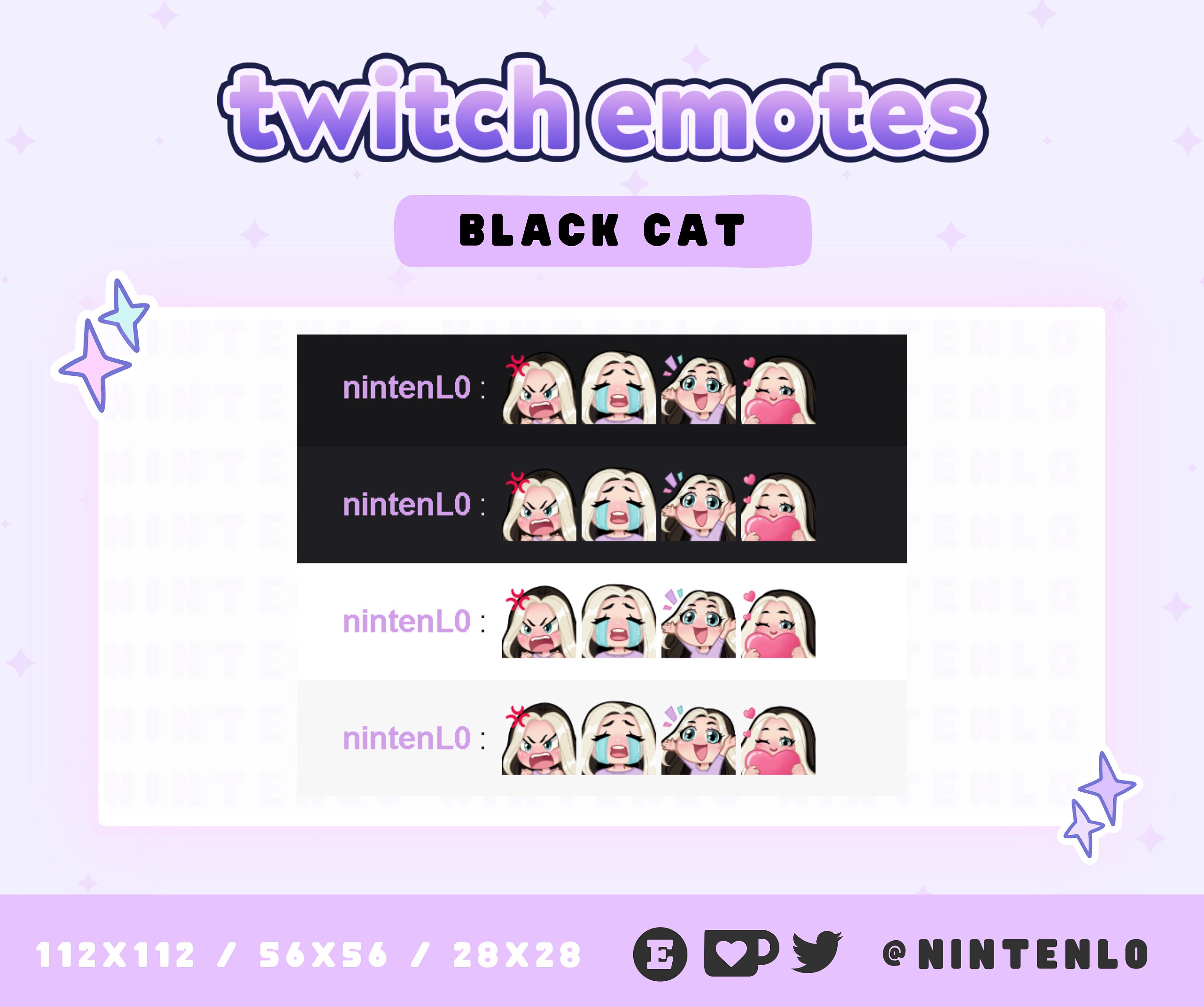 Customizable Emote Pack W/ Straight Hair for Twitch, Discord, Youtube ...