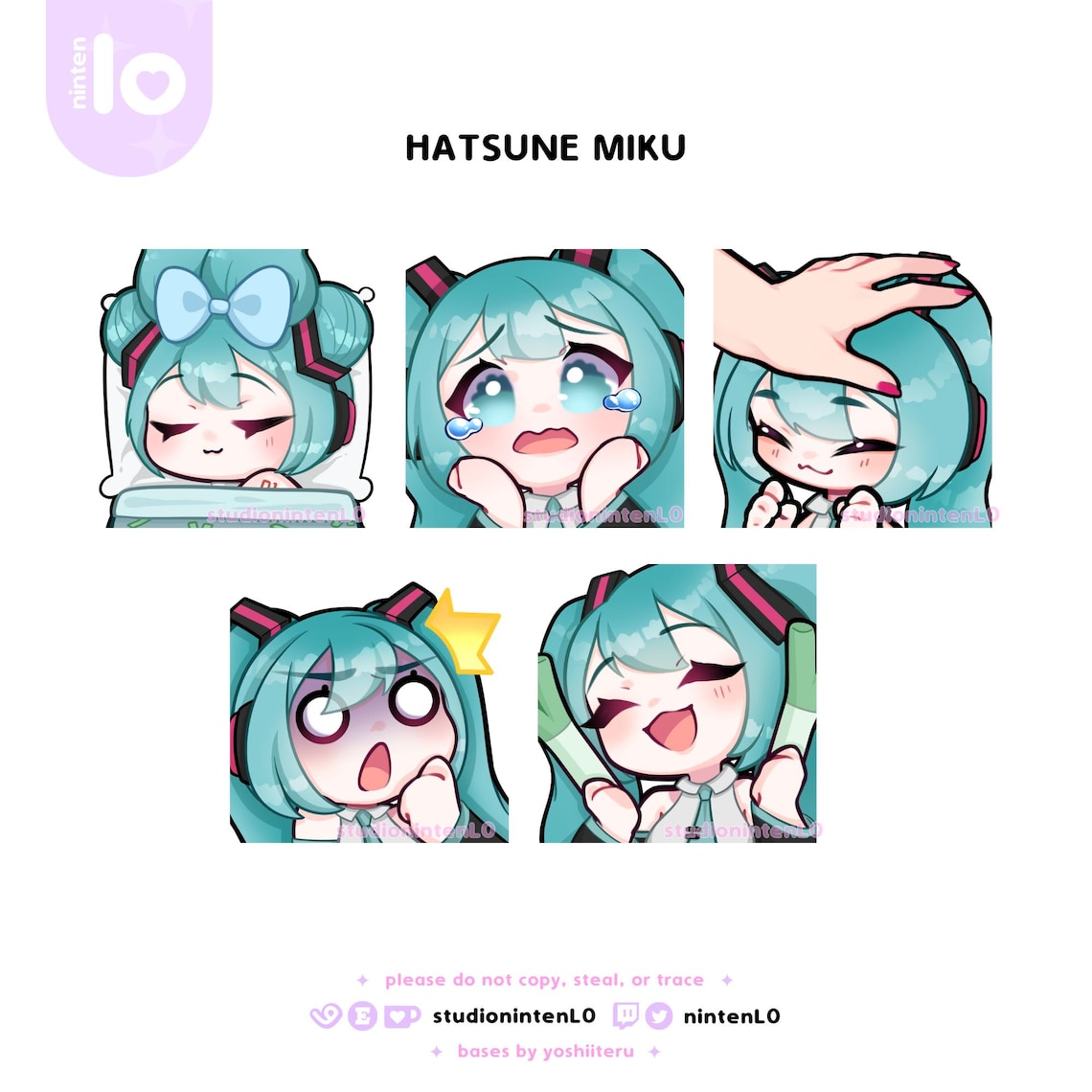 Vocaloid Hatsune Miku Emote Set for Twitch, Discord, Youtube Streaming ...