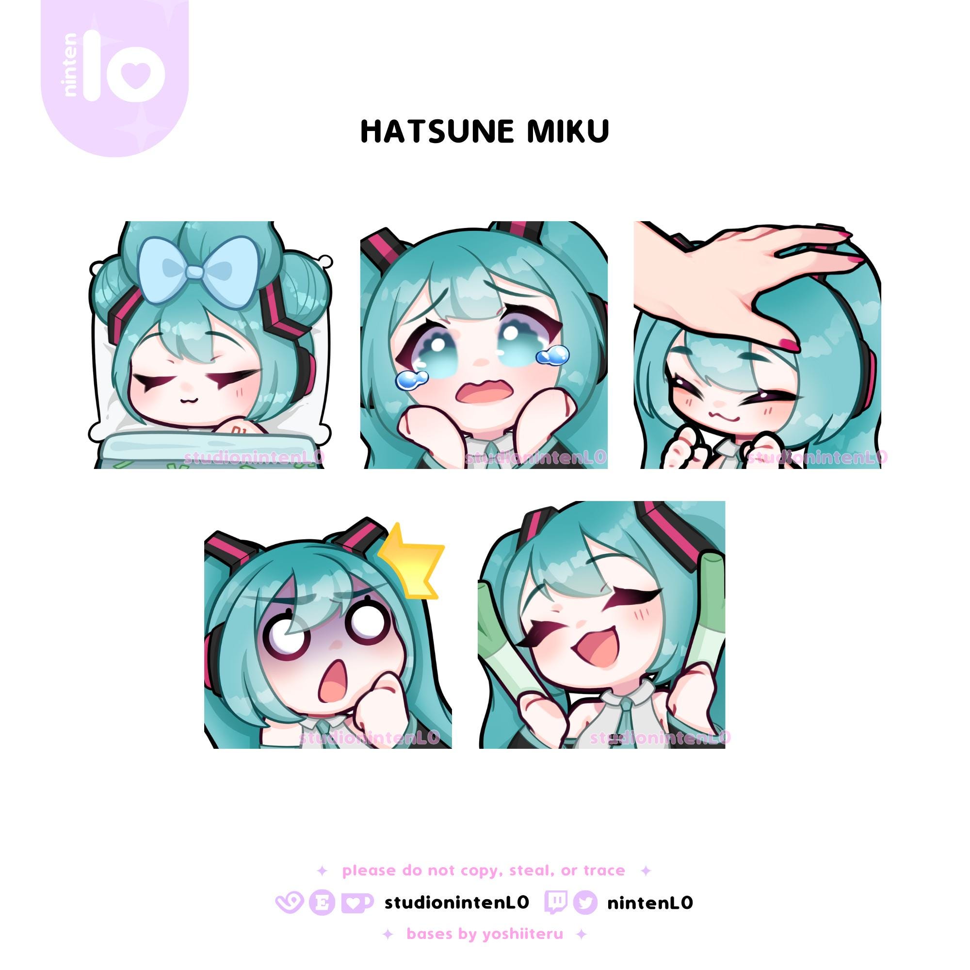 Vocaloid Hatsune Miku Emote Set for Twitch, Discord, Youtube Streaming ...