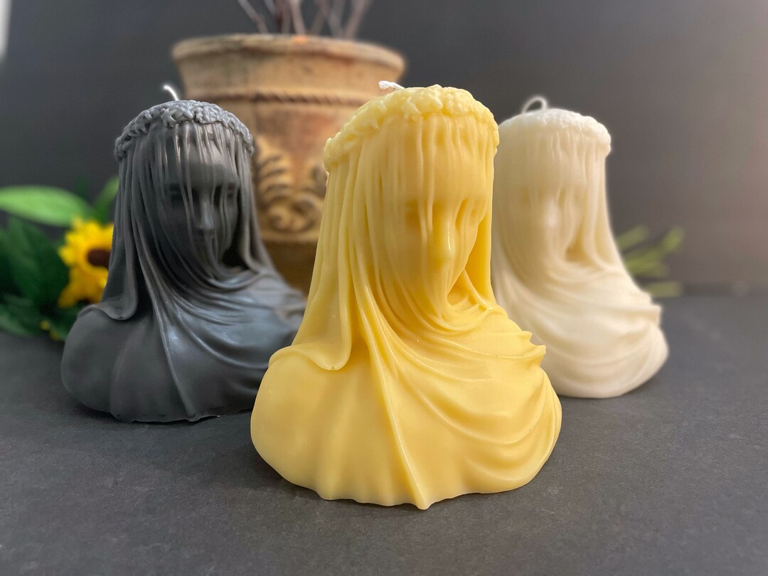 Veiled Lady Bust Candle: Handcrafted Soy Wax Sculpture (26 Oz) - Etsy