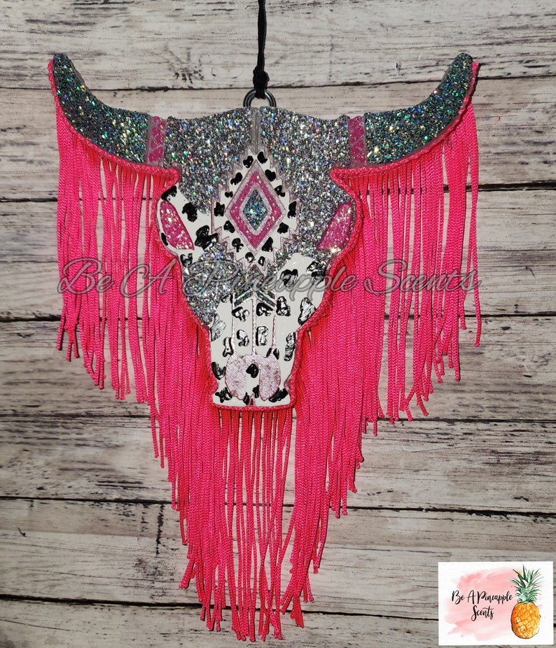 Custom Glitter Bull Car Freshie With Fringe - Etsy