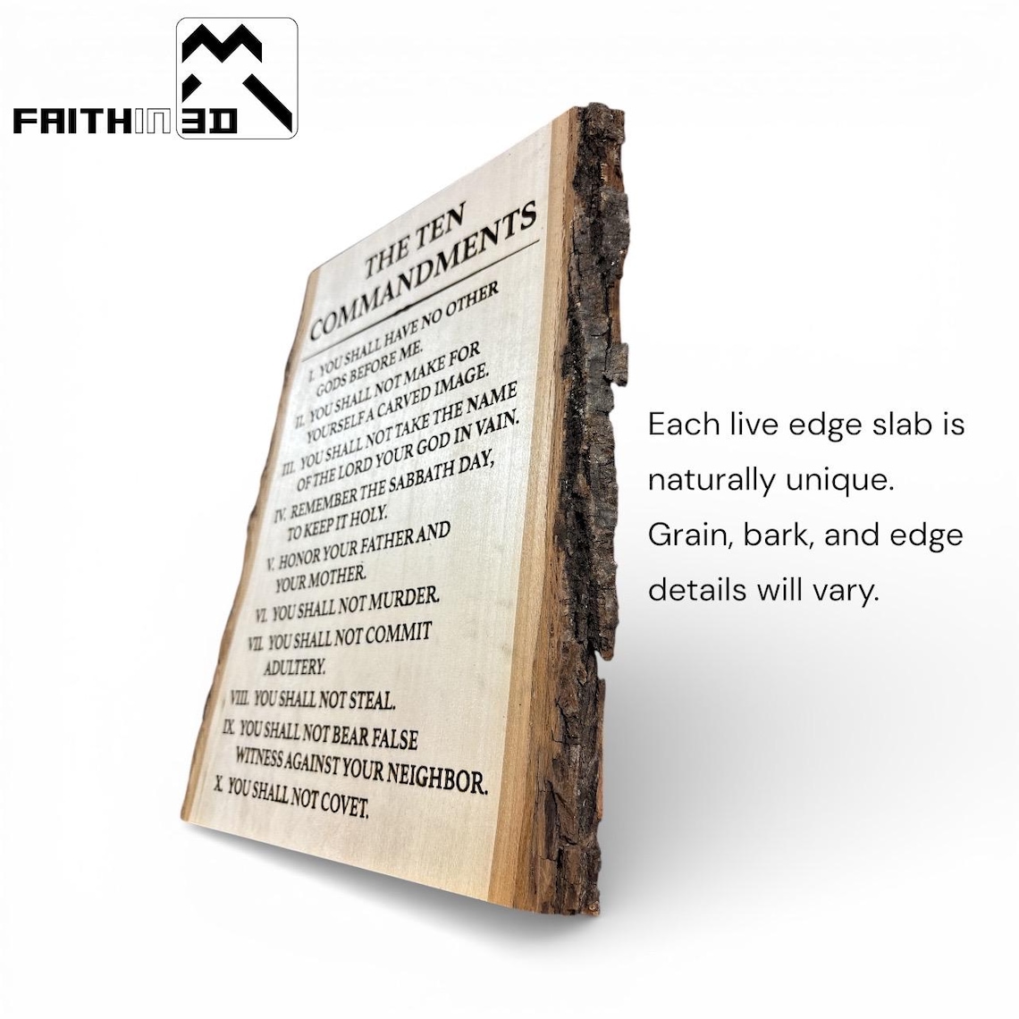 Laser Engraved Ten Commandments Wood Slab | Christian Wall Art - Etsy