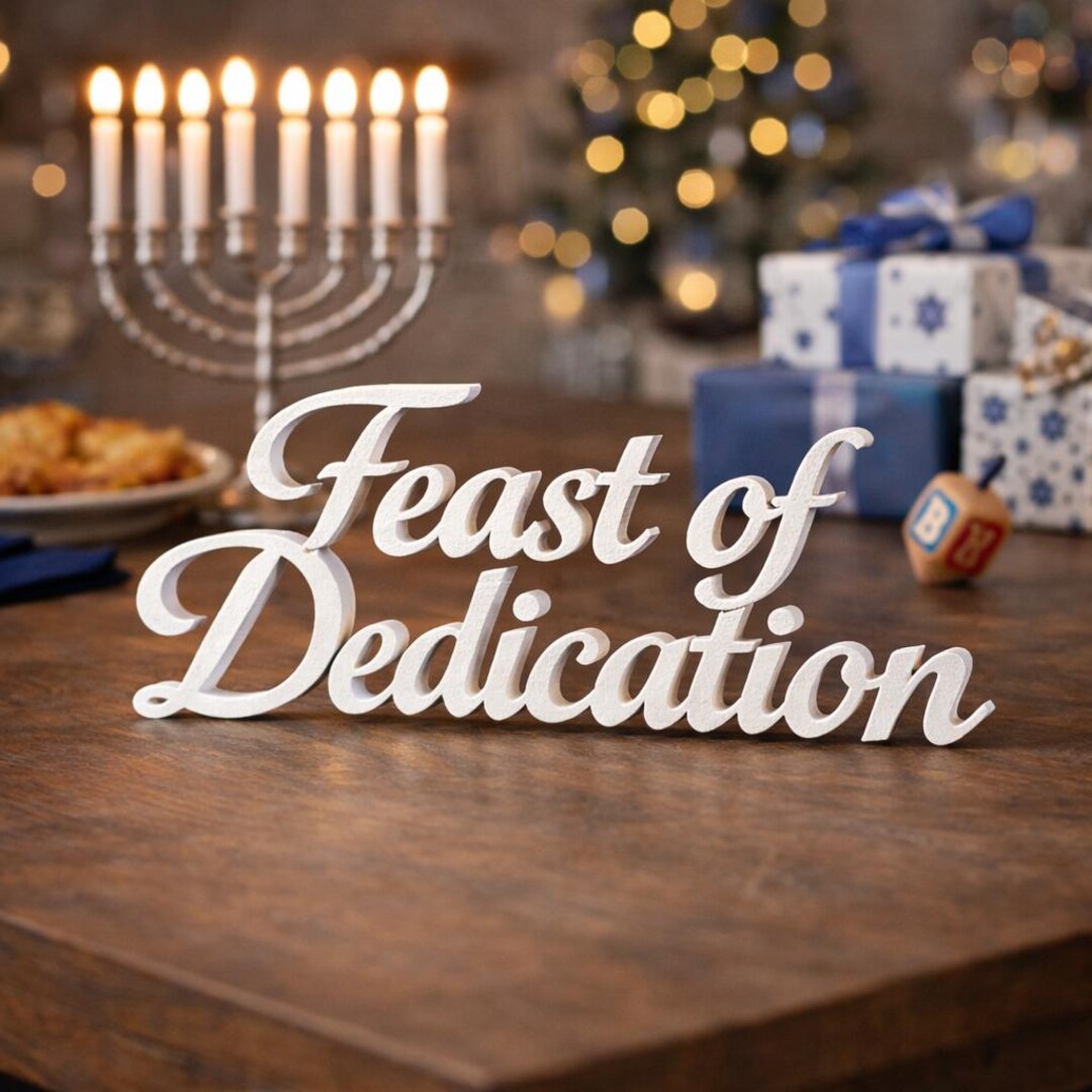 Feast of Dedication Freestanding Sign | Hanukkah Home Decor | Script ...