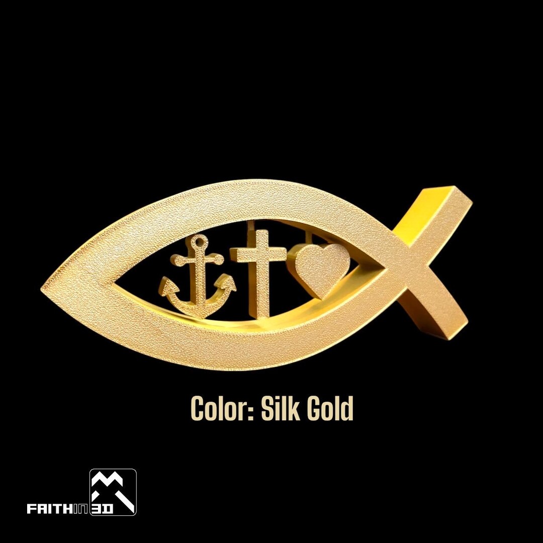 Jesus Fish Decor – Ichthus With Detachable Cross, Anchor, Heart – Faith ...