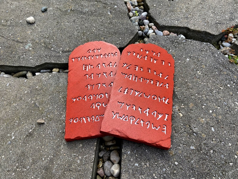 Ten Commandments Tablets Plaques, Hebrew, Paleo Hebrew, 9.25" Tall ...