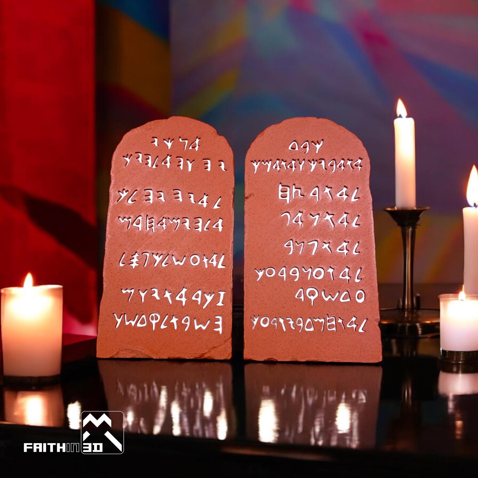 Ten Commandments Tablets Plaques, Hebrew, Paleo Hebrew, 9.25" Tall ...