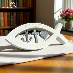 Jesus Fish Decor – Ichthus With Detachable Cross, Anchor, Heart – Faith ...