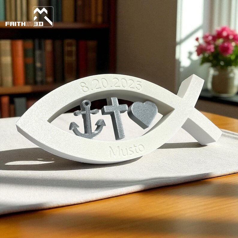 Jesus Fish Decor – Ichthus With Detachable Cross, Anchor, Heart – Faith ...