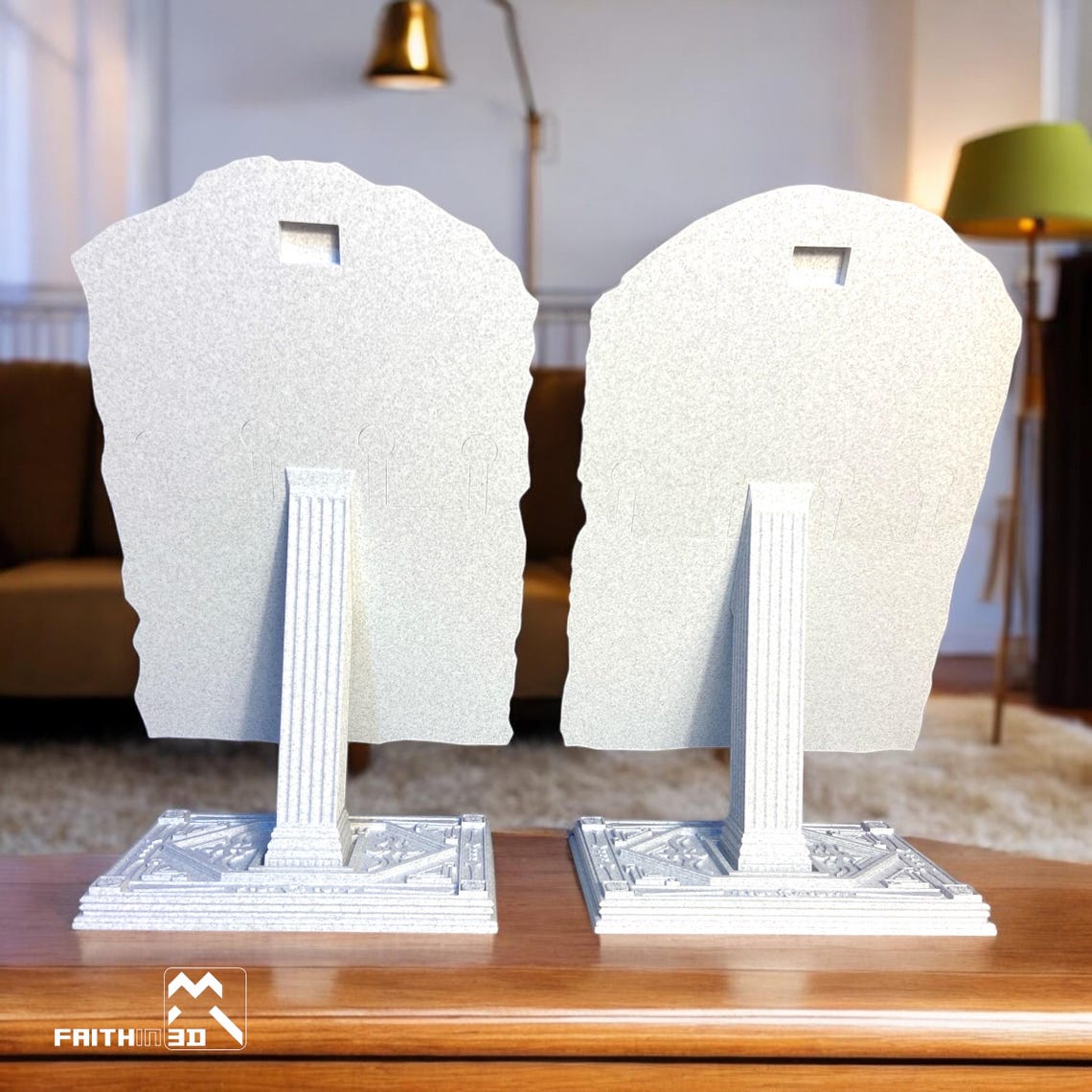 Ten Commandments Tablets Plaques With Stands, Wall Art 15" Tall, Hebrew ...