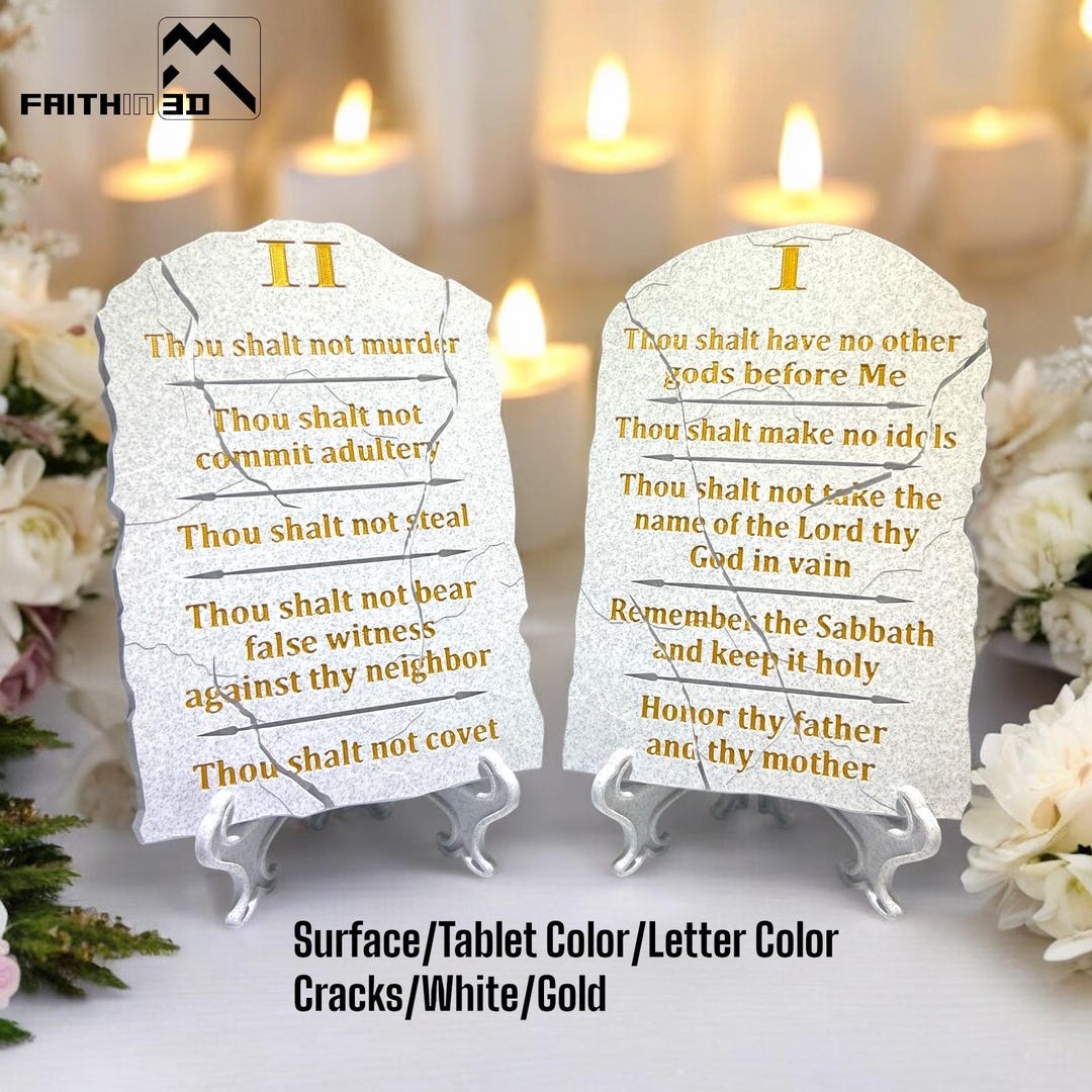 Ten Commandments Tablets Plaques, Easel Stand Included, Wall Art,easter ...