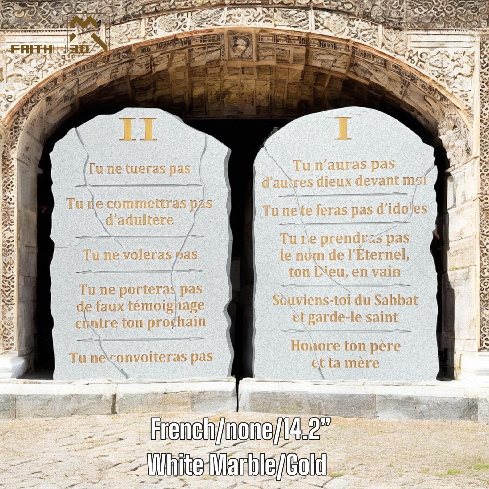 Ten Commandments Tablets Plaques With Stands, Wall Art 15" Tall, Hebrew ...