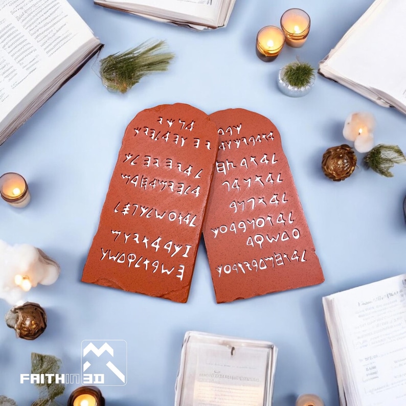 Ten Commandments Tablets Plaques, Hebrew, Paleo Hebrew, 9.25" Tall ...