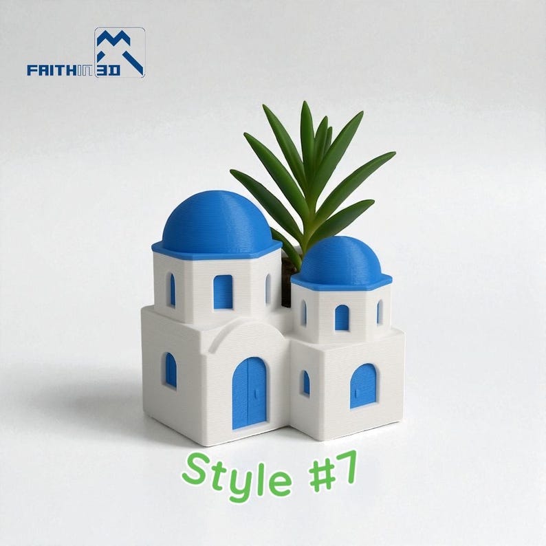 Santorini House Planter: Greek-style 3D Art Home Decor,christmas Gift ...