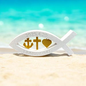 Jesus Fish Decor – Ichthus With Detachable Cross, Anchor, Heart – Faith ...