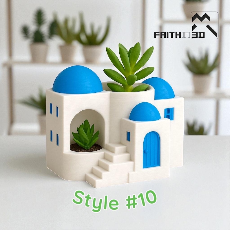Santorini House Planter: Greek-style 3D Art Home Decor,christmas Gift ...