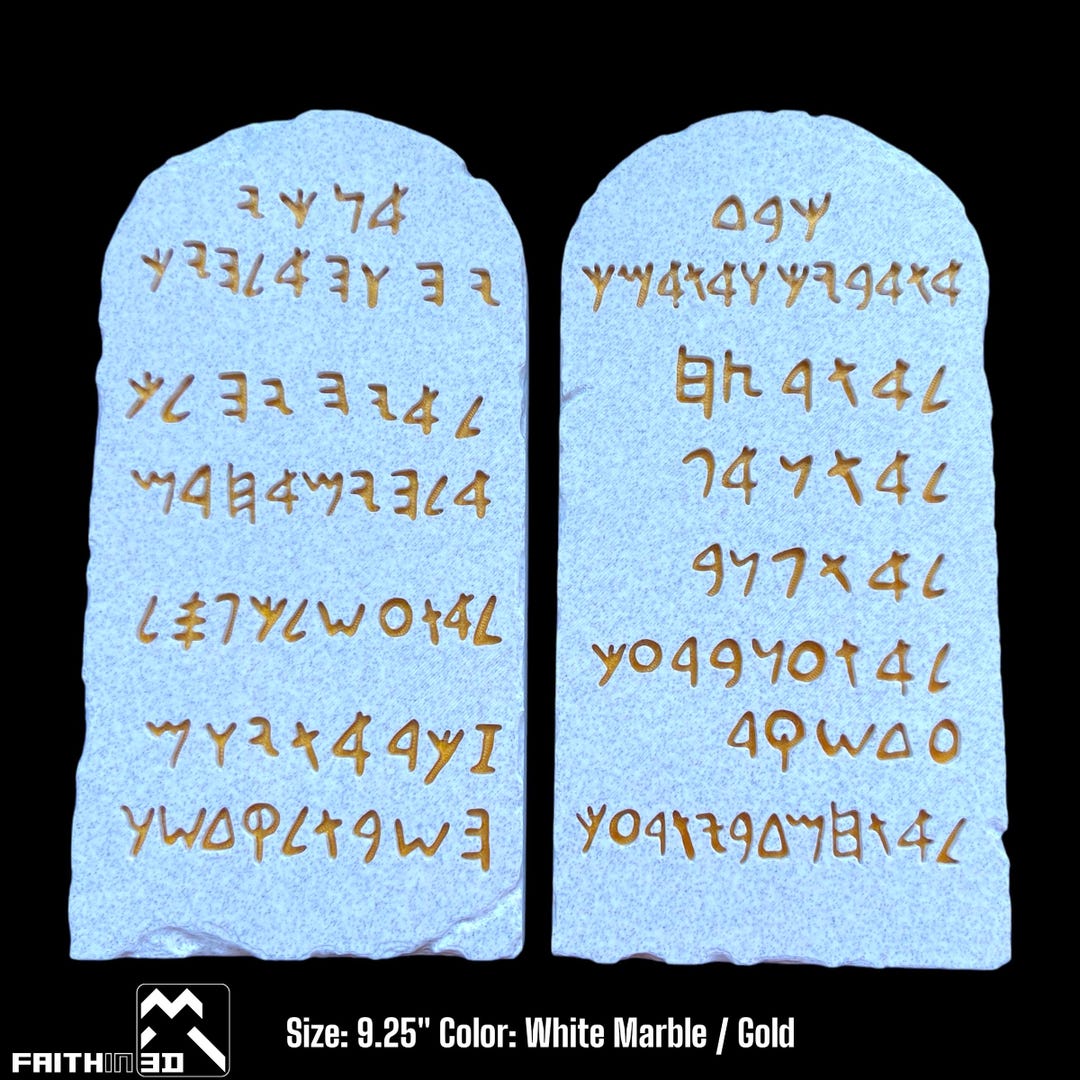 Ten Commandments Tablets Plaques, Hebrew, Paleo Hebrew, Wall Art, Table ...