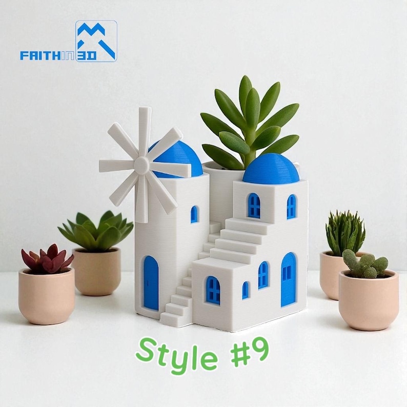 Santorini House Planter: Greek-style 3D Art Home Decor,christmas Gift ...