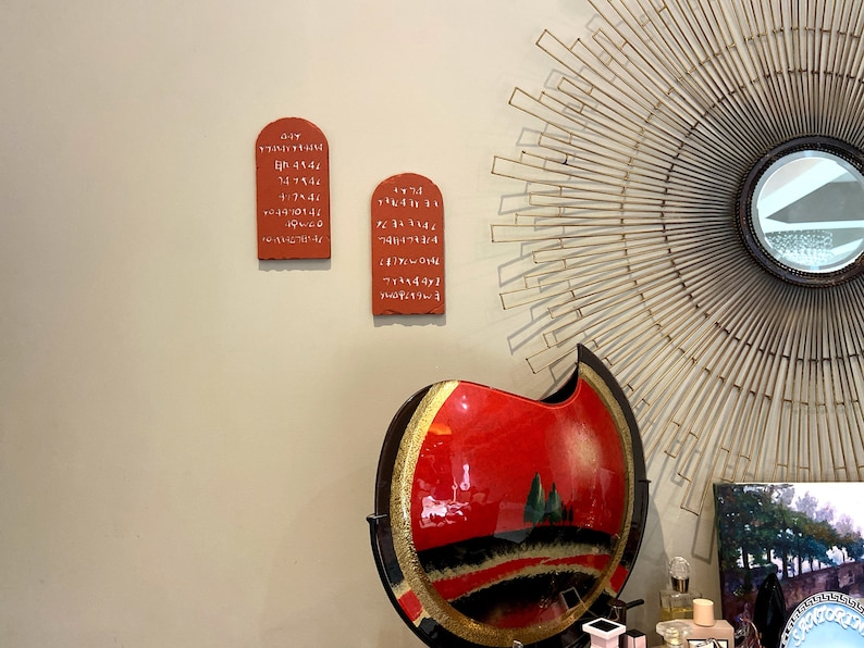 Ten Commandments Tablets Plaques, Hebrew, Paleo Hebrew, 9.25" Tall ...