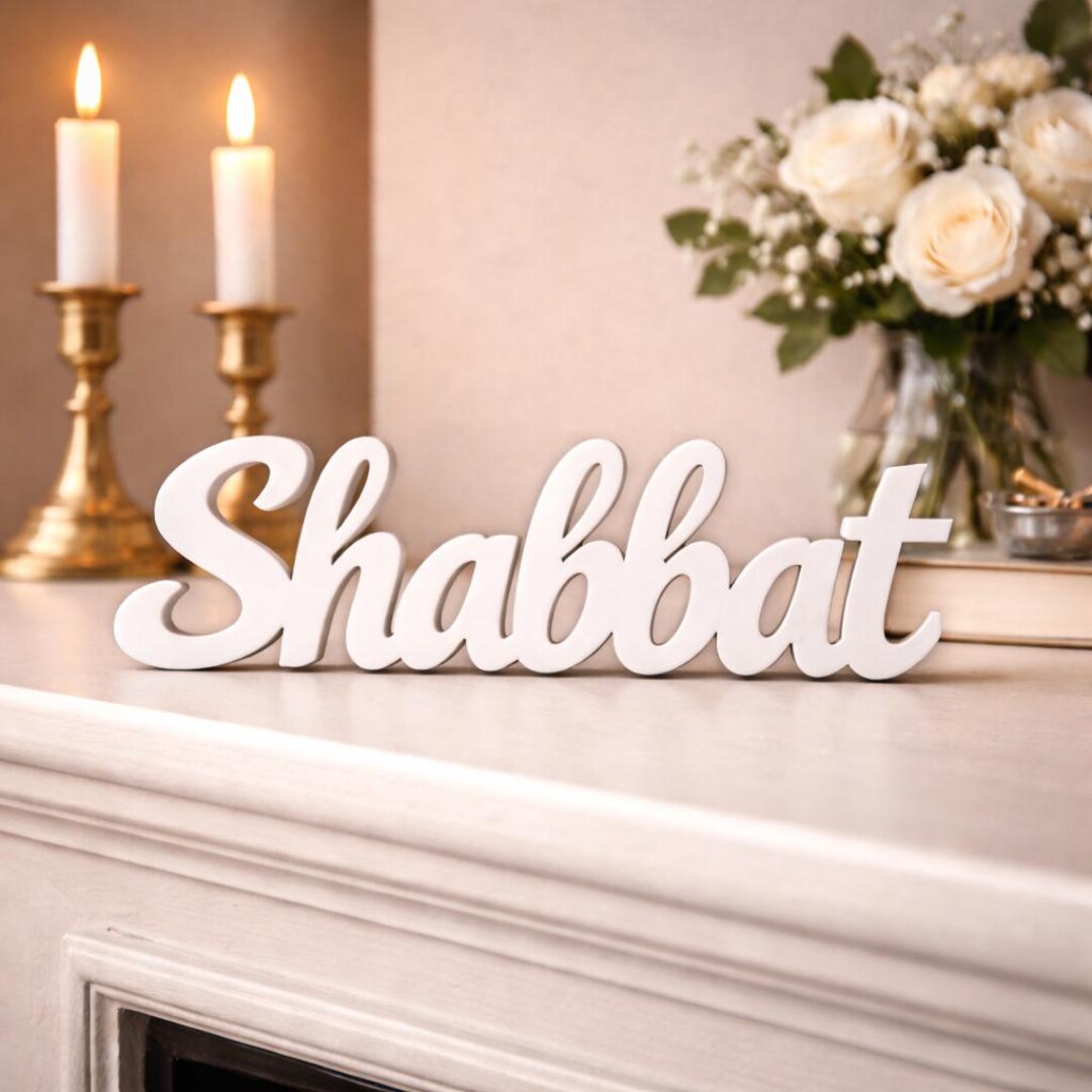 Shabbat Sign | Modern Jewish Home Decor | 3D Printed Shabbat Table ...