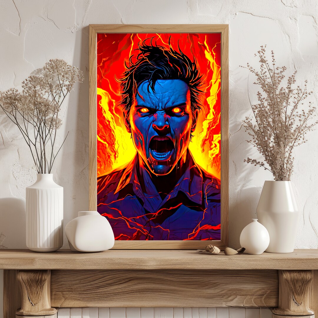 Enigmatic Red Psychedelic Zombie Print Wall Decor Digital PRINTABLE ...