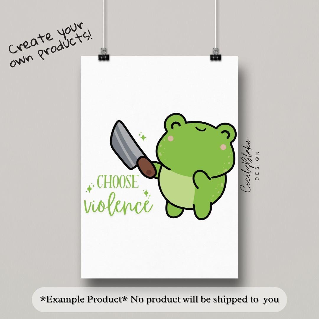 Choose Violence Frog With Knife Clipart PNG Funny, Digital Download for ...