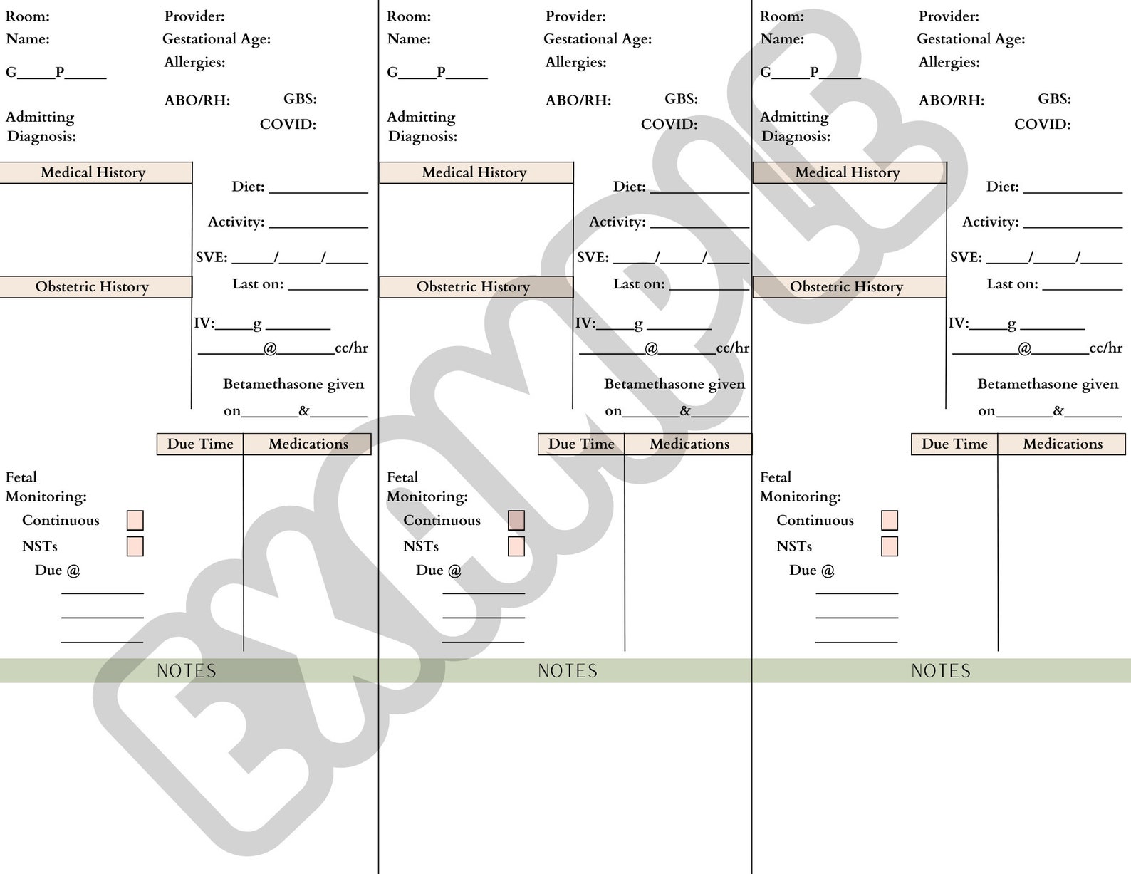 OB Nurse Template, Labor and Delivery Nurse Report Sheet, OB Nurse ...