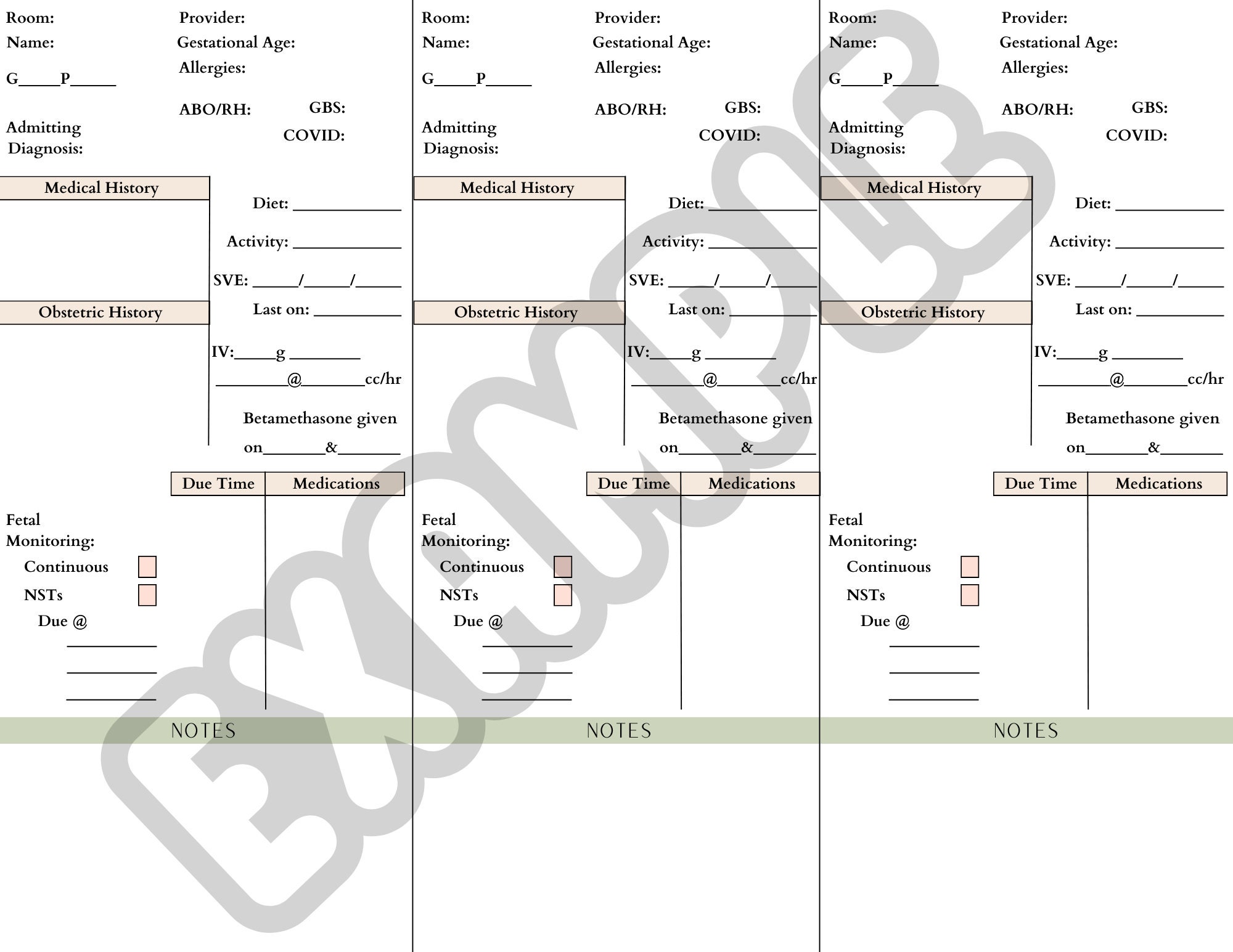 OB Nurse Template, Labor and Delivery Nurse Report Sheet, OB Nurse ...