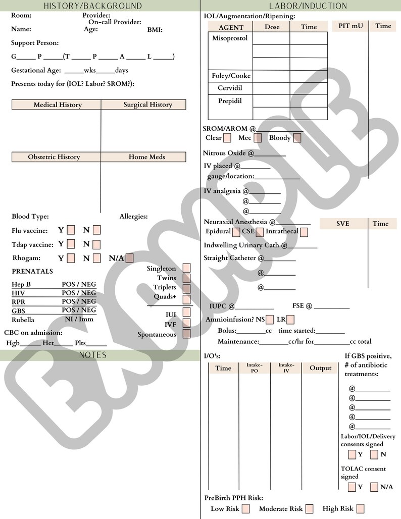 OB Nurse Template, Labor and Delivery Nurse Report Sheet, OB Nurse ...