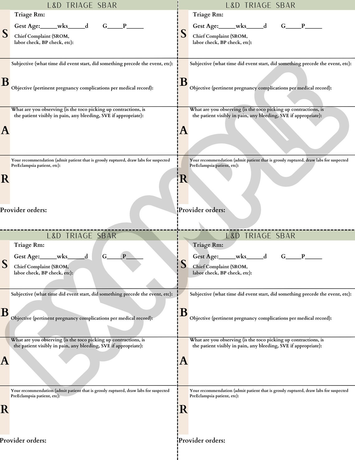 OB Nurse Template, Labor and Delivery Nurse Report Sheet, OB Nurse ...