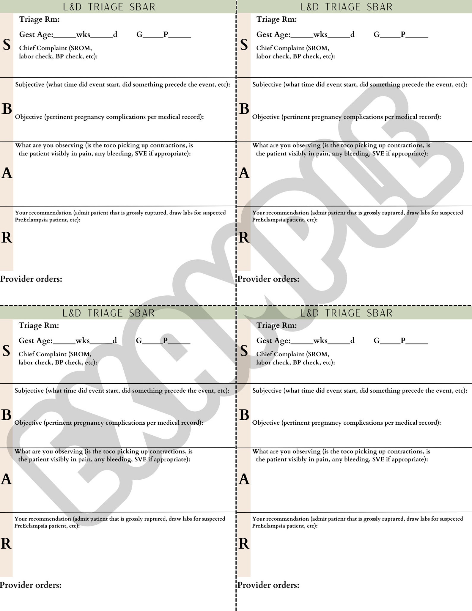 OB Nurse Template, Labor and Delivery Nurse Report Sheet, OB Nurse ...