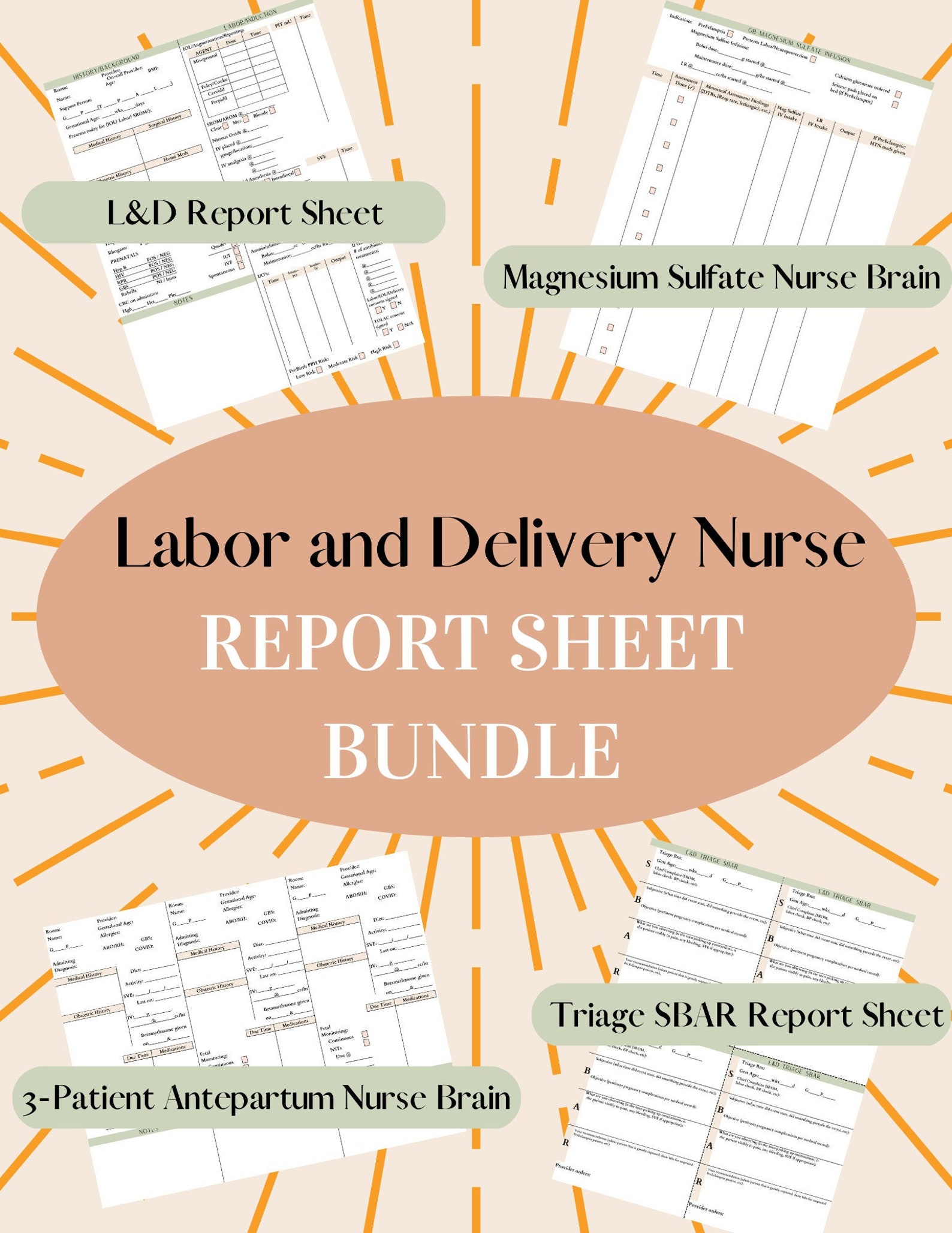 OB Nurse Template, Labor and Delivery Nurse Report Sheet, OB Nurse Report Sheet, OB Nurse Brain ...