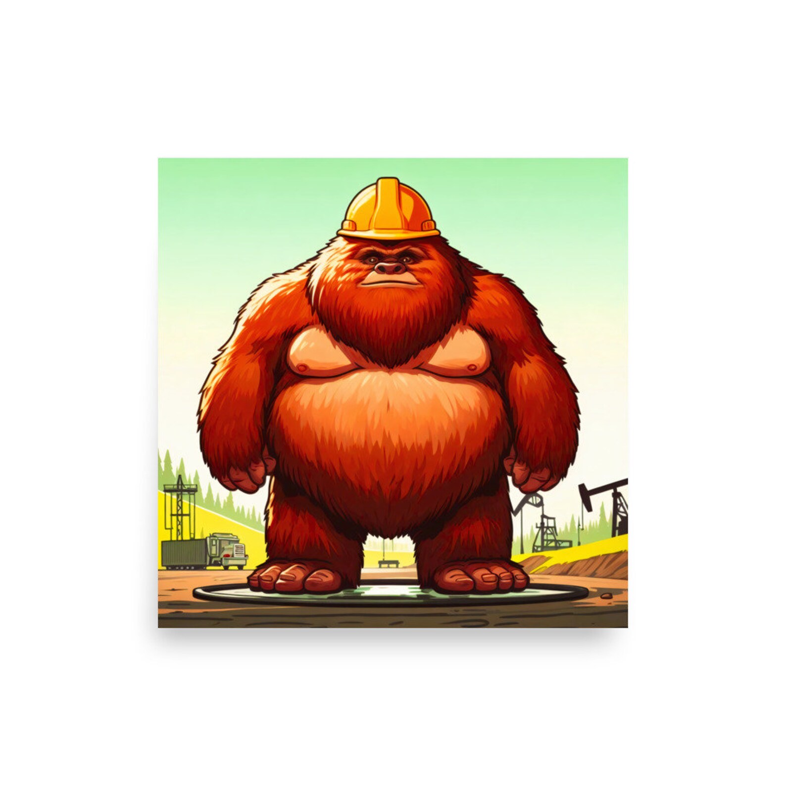 BIGFOOT ART Oil Field Worker 18 X 18 Limited Edition 150 Copies - Etsy