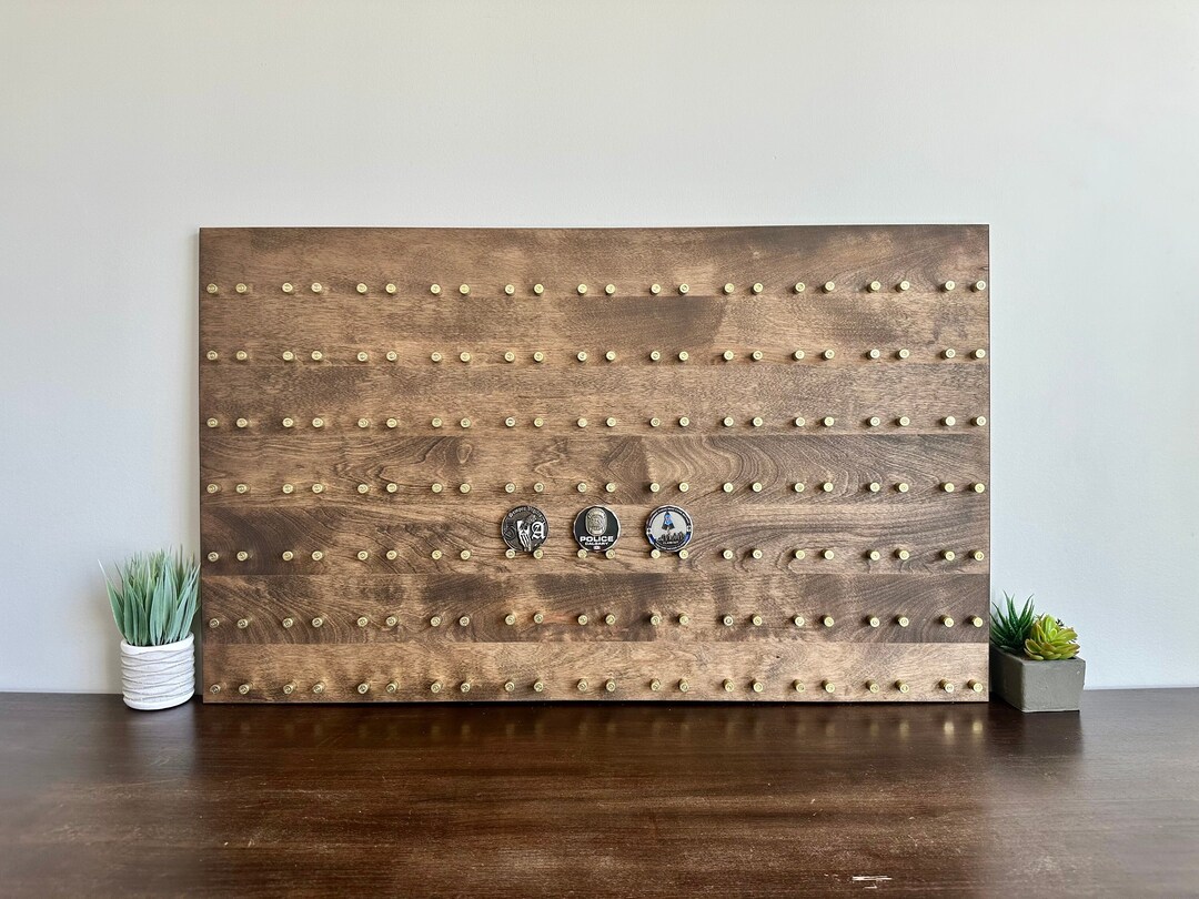 Large Challenge Coin Display (holds 75+ Coins) - Solid Wood Military ...