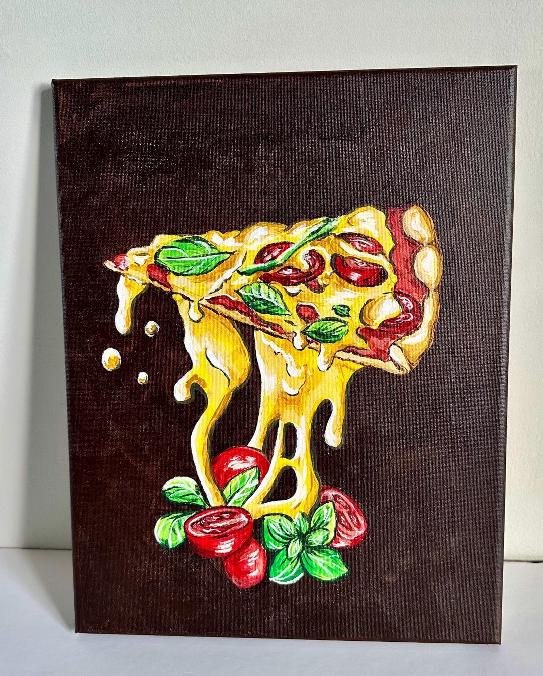 Pizza Illustration Acrylic Painting on Canvas Food Painting Original ...