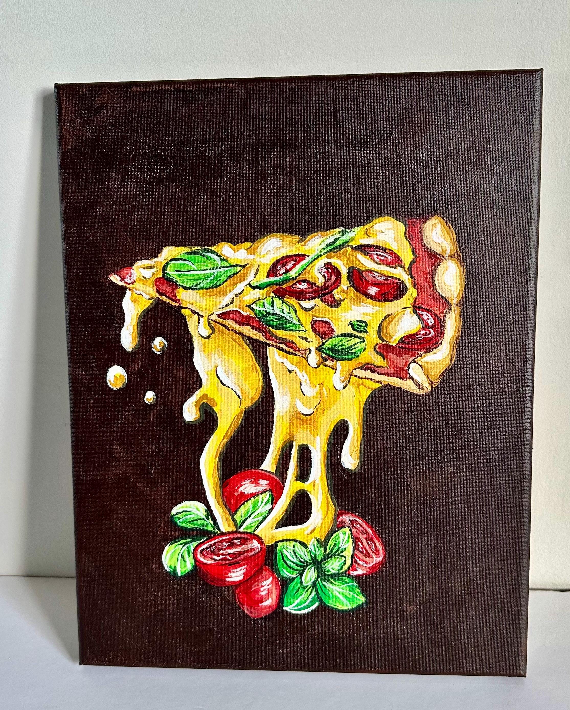 Pizza Illustration Acrylic Painting on Canvas Food Painting Original ...